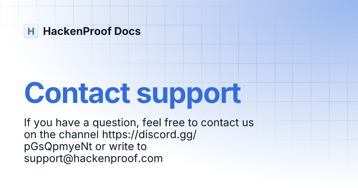 Contact support | HackenProof Docs